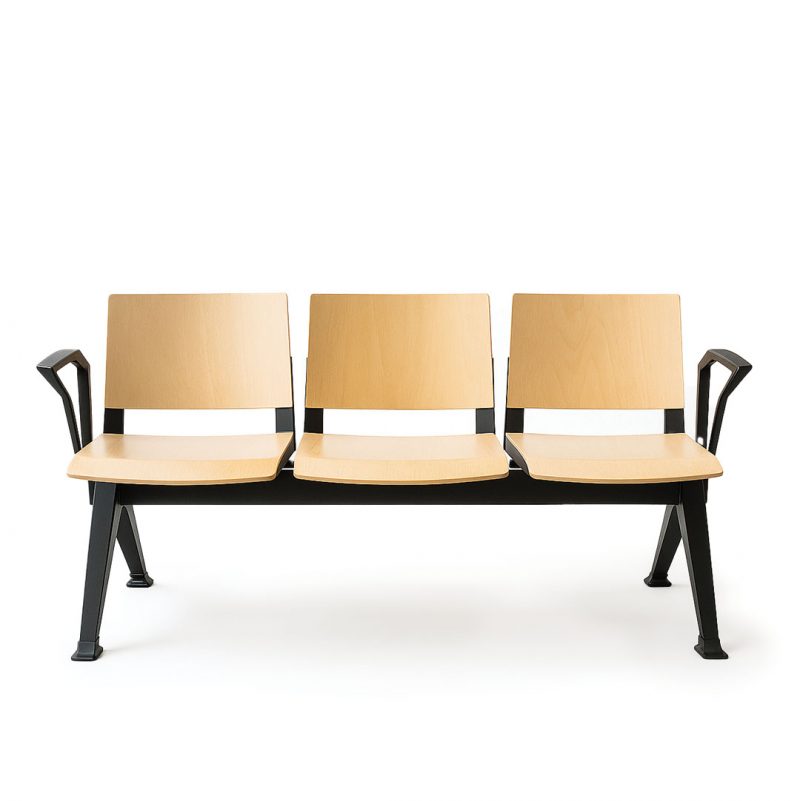 Wooden Medi-Beam Seating with Arms | Medi-Plinth